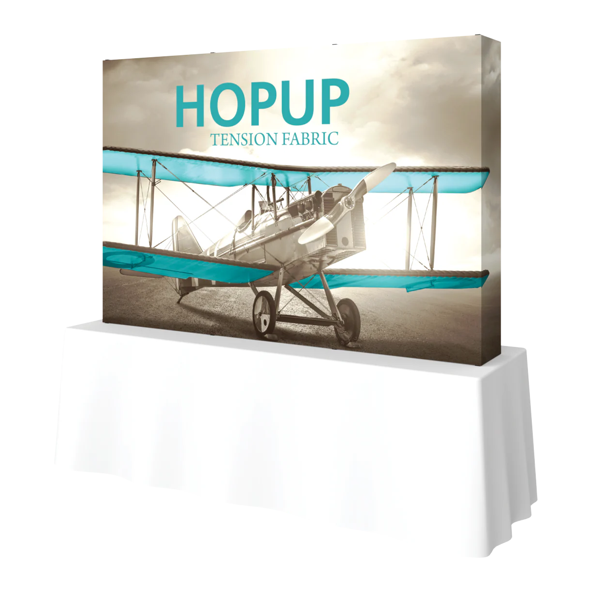 8ft x 5ft Hopup Straight Tabletop Tension Fabric Display – All4Displays